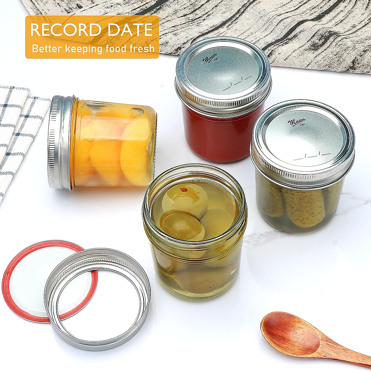 Brajttt Small Mason Jars 5 oz, Mini Canning Jar,16 pack Small Glass Jars with Regular Lids, Ideal for Jelly, Jam, Honey, Dessert, Spice