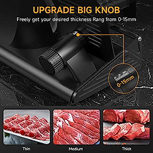 200W Meat Slicer with Two 7.5” Blades & One Stainless Steel Tray for Home Use, Electric Deli Food Slicer with “Upgrade” Big Thickness Knob (0-15mm) Cut Meat Cheese Bread, Easy to Clean