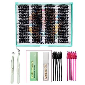 Bodermincer XXXL Tray D Curl 280 Clusters DIY Lashes Extensions Kit at Home (12mm Lashes Kit)