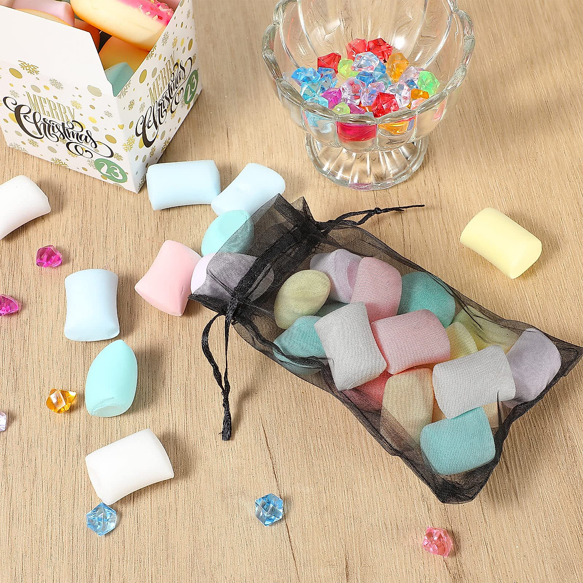 270 Pcs Black Organza Gift Bags 4 x 6 Inch Jewelry Pouches Drawstring Bags Black Goodie Bags Sheer Black Mesh Bags for Wedding Party Jewelry Candy Festival Bathroom Soaps Makeup