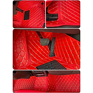 Car Floor Mats Fit for Ford F-150 F150 2008-2022 Custom Making All Weather Non-Slip Leather Floor Liners (Select: for F-150 4Door with Armrest 2008-2014/Black-Red)
