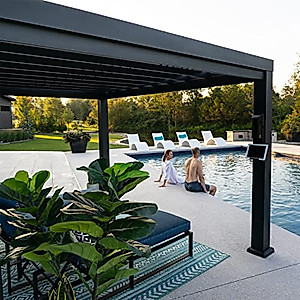 Backyard Discovery Trenton 12x10 All Season Galvanized Steel Pergola, Black, Sail Shade Soft Canopy, Rust Resistant, Support Wind and Snow, Patio, Deck, Backyard, Garden