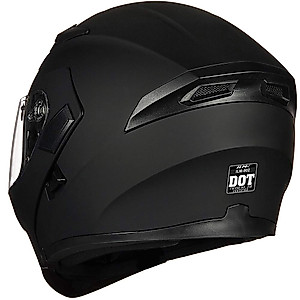 ILM Motorcycle Dual Visor Flip up Modular Full Face Helmet DOT 6 Colors Model 902 (M, Matte Black)
