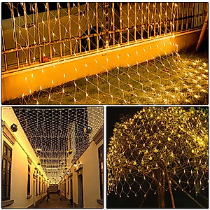 Juesi Christmas Outdoor Net Lights, Solar Mesh Lights Bush Lights Christmas Tree Netting Fairy Lights for Garden, Patio, Window, Fence, Bush, Easter Home Decoration, 8 Light Modes