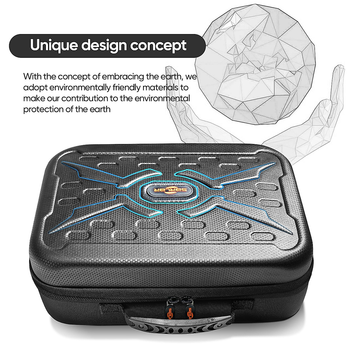 SARLAR Fashion Travel Protective Case for Oculus Meta Quest 3S/Quest 3/Quest 2/Vision Pro VR Gaming Headset and Touch Controllers Accessories Carrying Bag,Include Lens Protection Cover