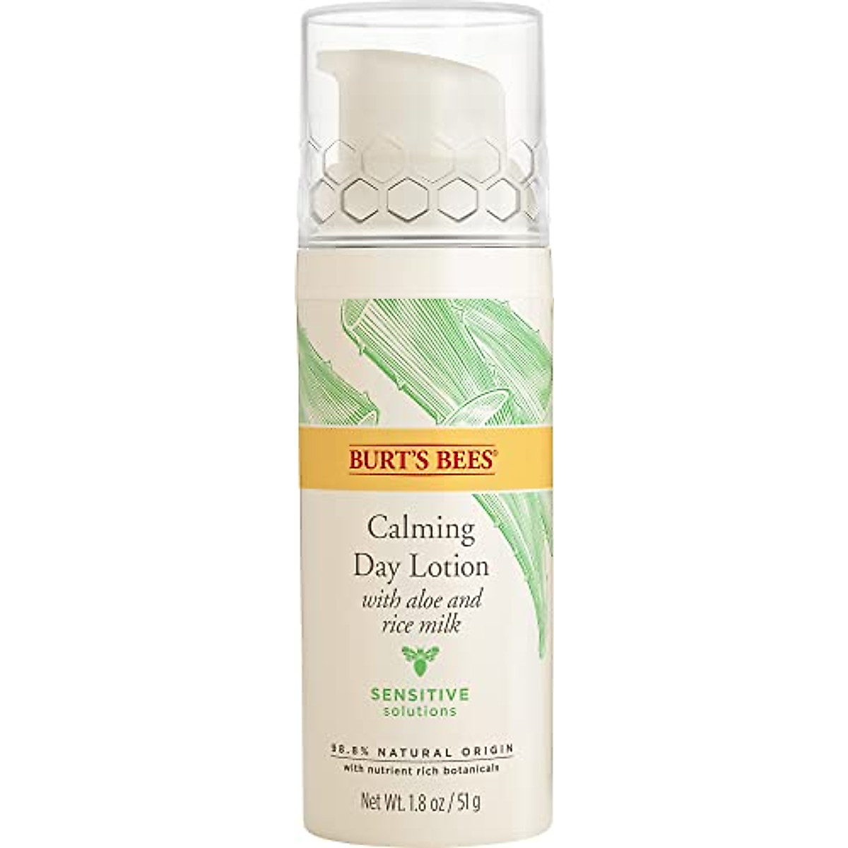 Burt's Bees Sensitive Solutions Calming Day Lotion with Aloe and Rice Milk, 98.8% Natural Origin, 1.8 Fluid Ounces