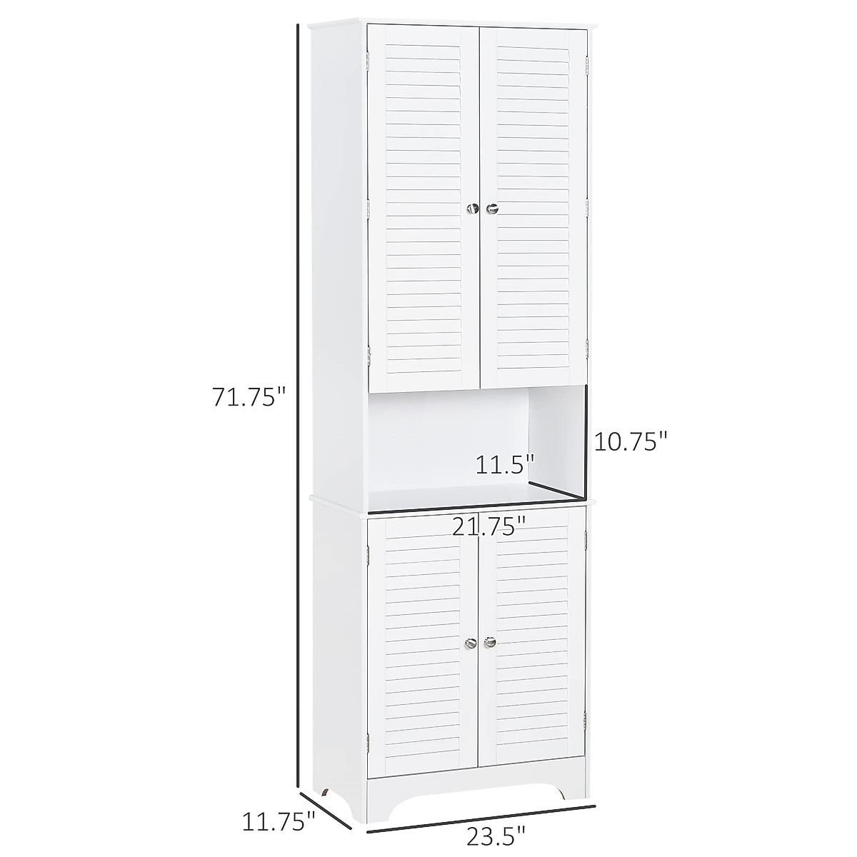 HOMCOM Tall Narrow Bathroom Storage Cabinet with Doors and Shelf Adjustability, Freestanding Bathroom Linen Cabinet with 2 Cabinets and Countertop, Bathroom Floor Cabinet, White
