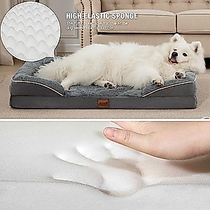 EXQ Home Orthopedic Dog Bed,Large Dog Beds with Washable Covers,Dog Couches for Large Dogs,Durable Dog Bed with Bolster, Dog Bed with Non-Slip Bottom and Egg-Crate Foam (Grey,36x28)