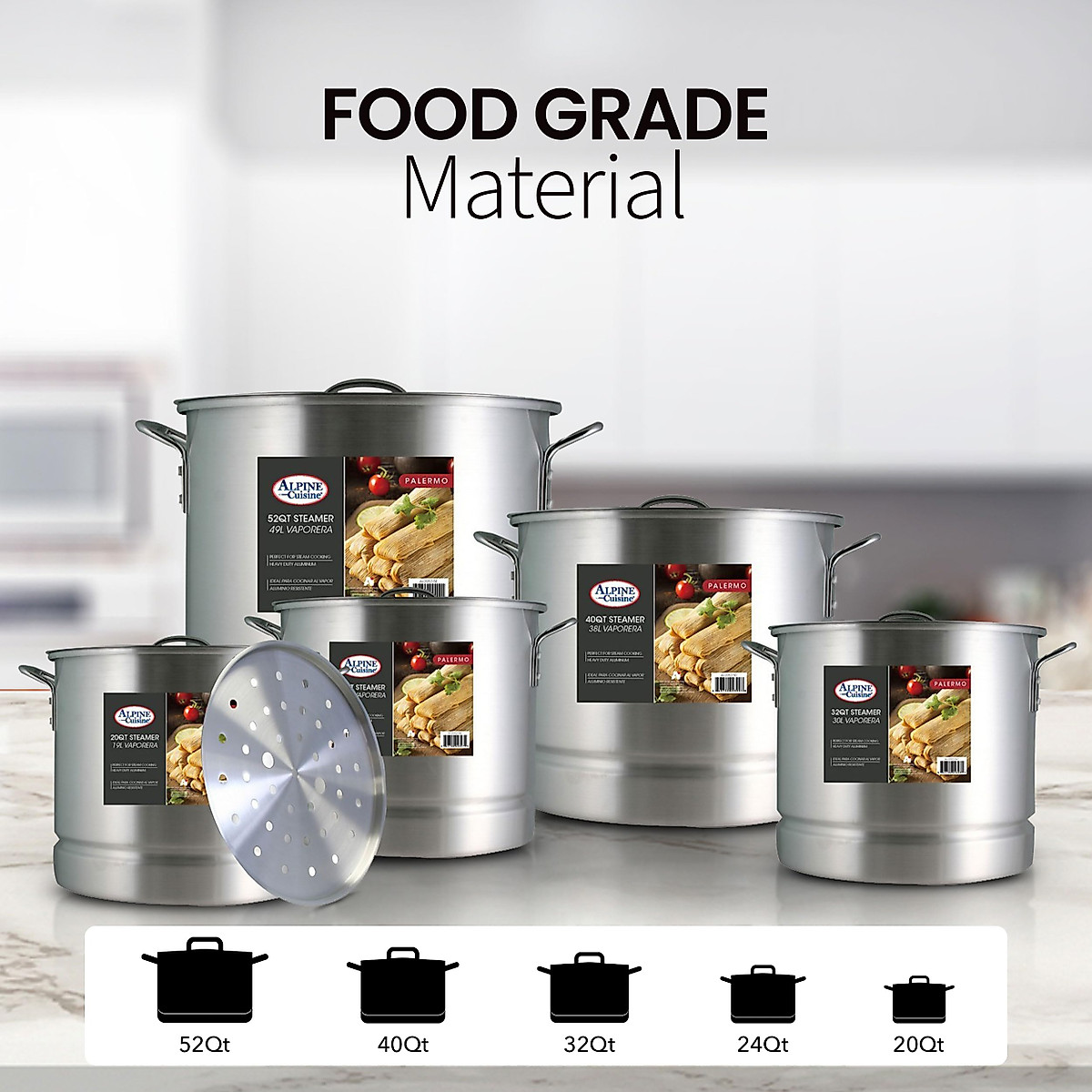 Stock Pot 15 Piece Set Mexican Style ollas Tamalera De Sopa Caldo Aluminum W/Lid/Steamer