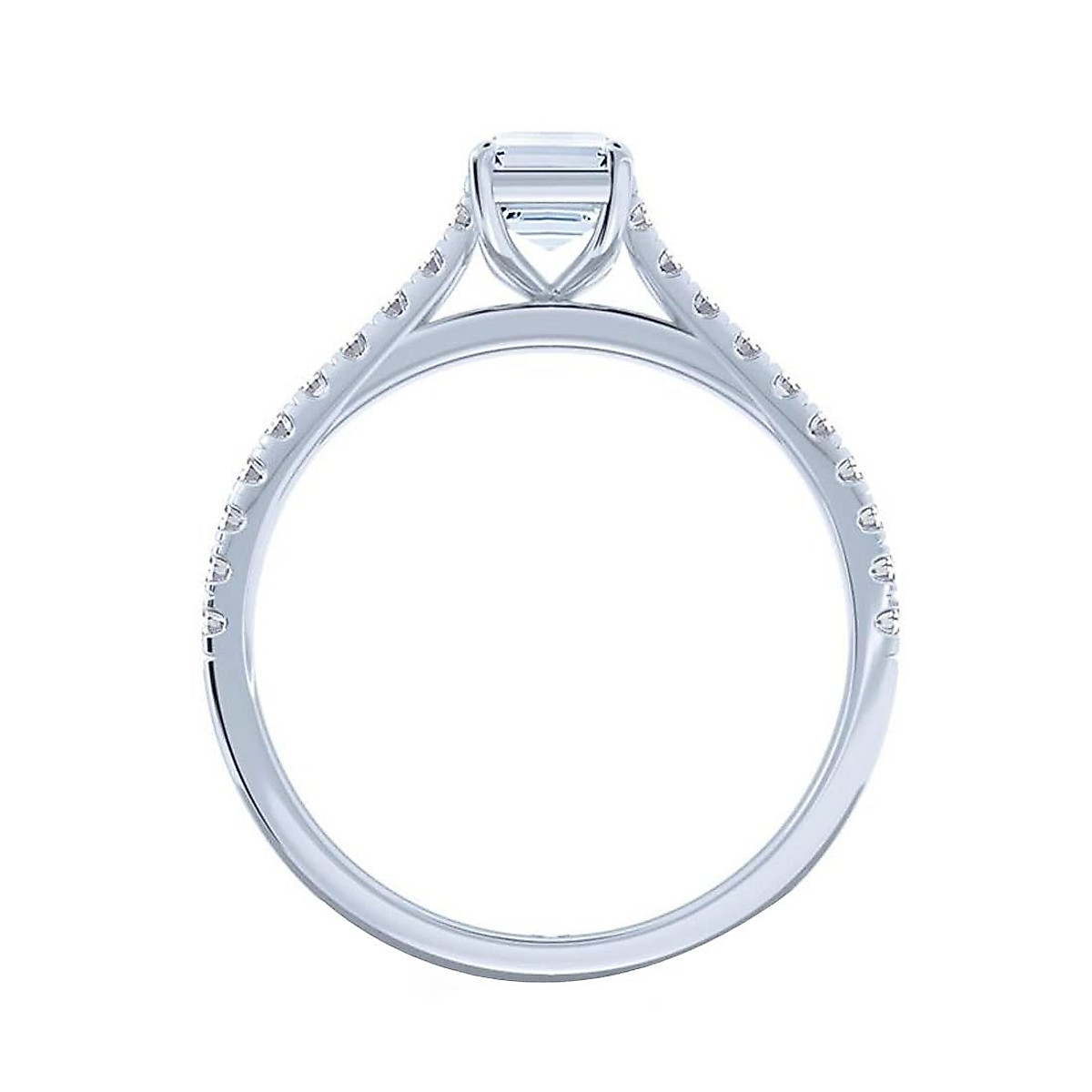 1.40 TCW Emerald Cut Moissanite Solitaire With accents Engagement Bridal Ring For Women In 10KT Solid Gold In Prong Setting For Wedding Anniversary ( Center 1 CT, Clarity VVS1-VVS2 , Color D-E,7)