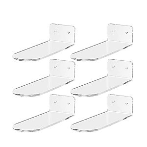 6 Sets Floating Shoe Shelves for Wall, Clear Acrylic Shoe Display for Sneakers Shoe Rack Extra Thick with Screws and Anchors, Wall Mounted Display Shoe Shelves (Transparent)