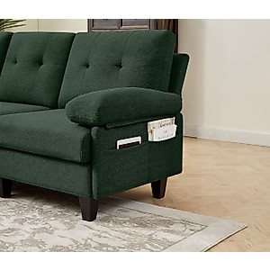 Tornama 86" Convertible Sectional Sofa Couch, Modern Linen Fabric L Shaped Couch with Reversible Chaise, Upholstered Deep Seat Cushion 3 Seater Sofa for Small Space Apartment (Green)