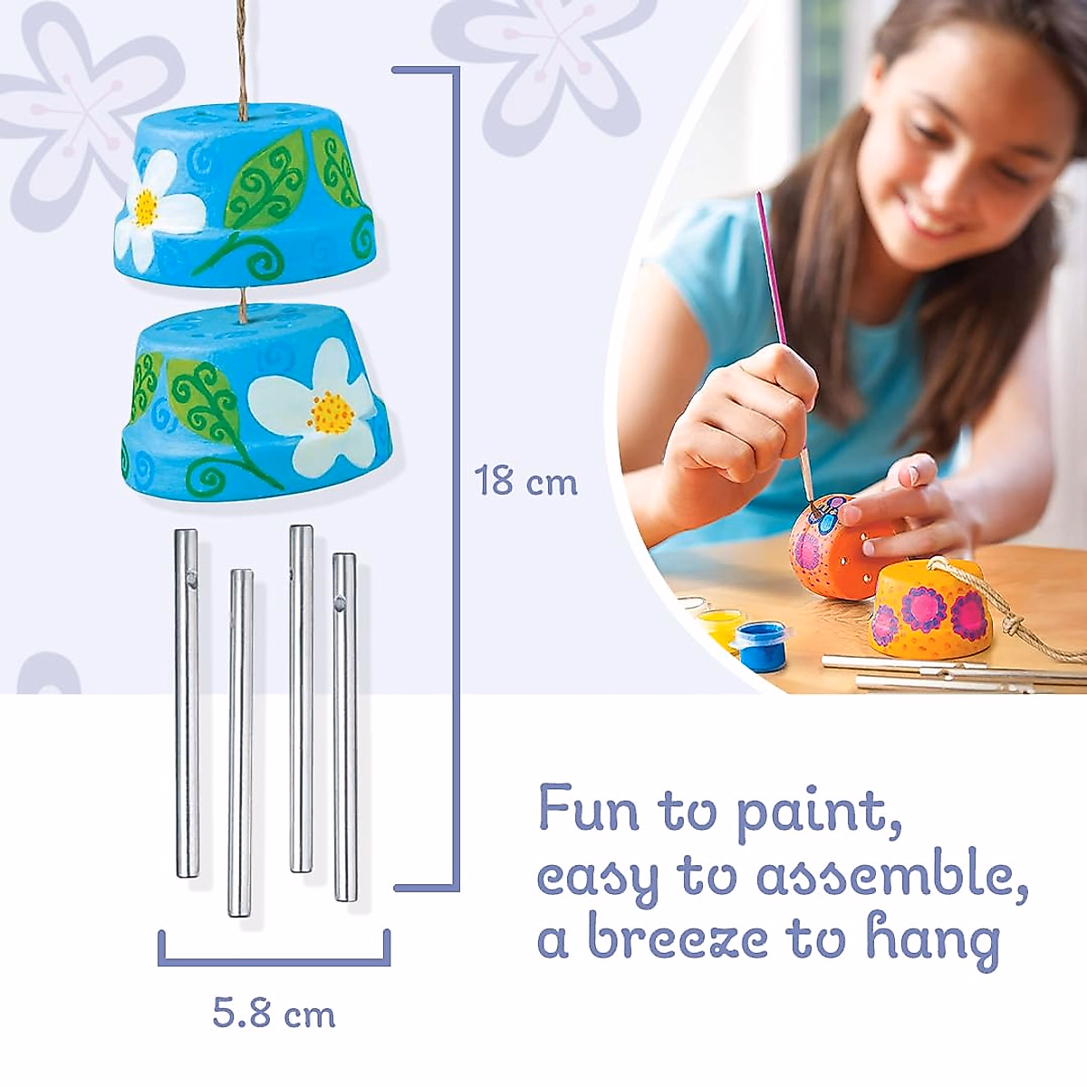 4M Make A Wind Chime Kit - Arts & Crafts Construct & Paint A Wind Powered Musical Chime DIY Gift for Kids, Boys & Girls