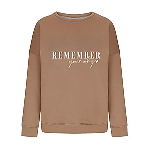Remember Your Why Sweatshirt for Women Casual Long Sleeve Oversized Tops Trendy Crewneck Pullover Classic Solid Comfy Blouse