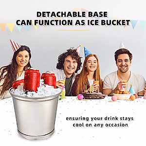 Cold and Hot Beverage Dispenser With Ice Container, 2.2 Gallon Stainless Steel Drink Dispensers Machine with Stand and Spigot for Hot Tea & Coffee, Cold Milk, Water, Juice, Beer