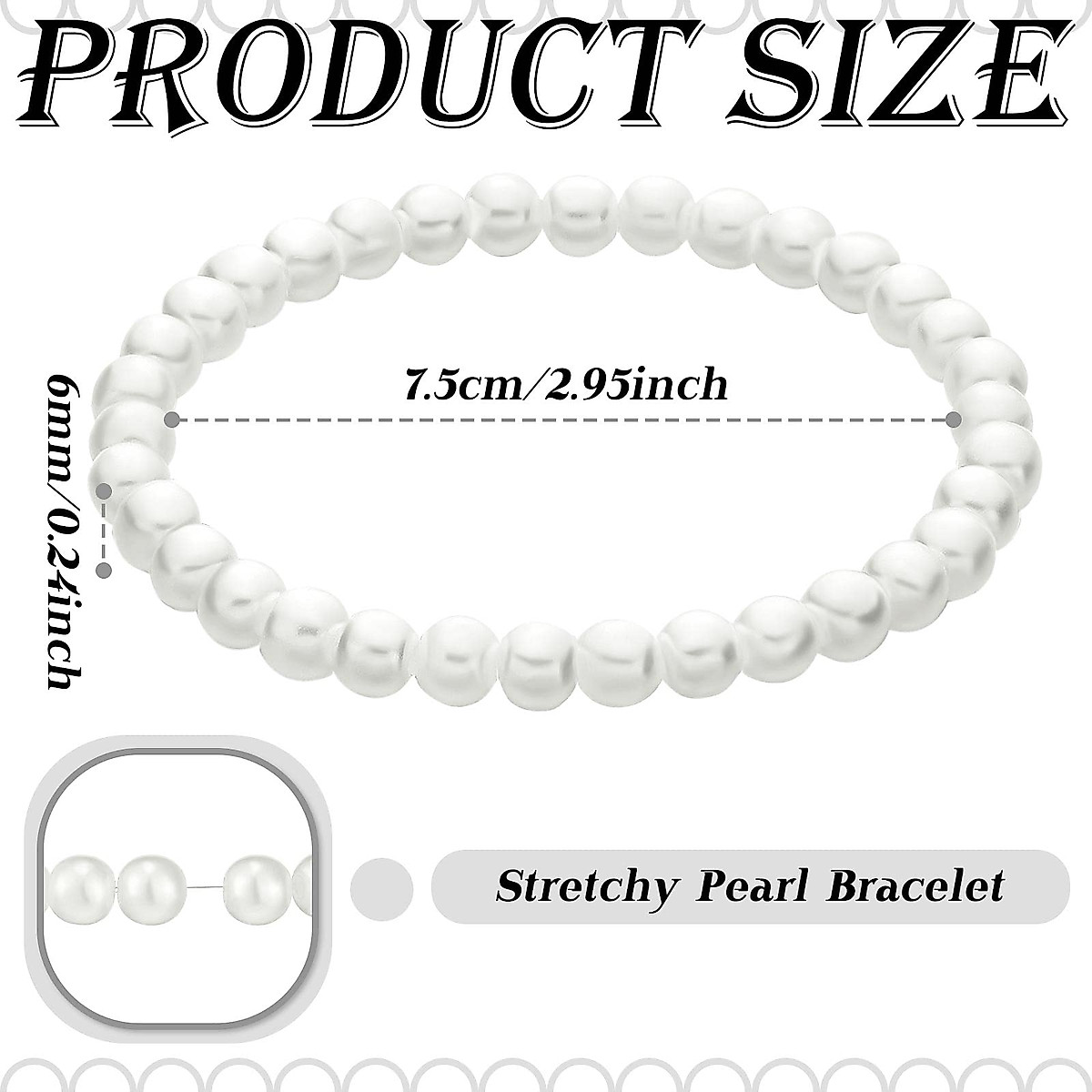 Glenmal 30 Pieces Pearl Bracelets for Women Wedding Faux Bridal Pearl Bracelet Bulk Elastic Stretch Bridesmaid for Party Gift(White,0.24 Inch)