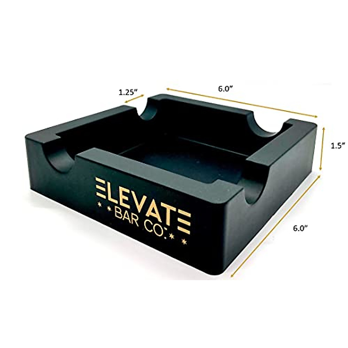 Elevate Bar Co.™ Shatterproof Silicone 4-Person Cigar Ashtray, Built with Extra Wide Cigar Rest, Designed for indoor and outdoor use