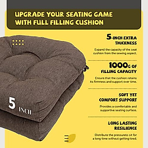 RACLVAY Outdoor Chair Cushions, Outdoor Cushions, Patio Chair Cushions, Indoor Full-Length Ties for Non-Slip Support, Premium Comfortable Thick Fiber, Set of 2 (Brown, 19 x19 Inch)