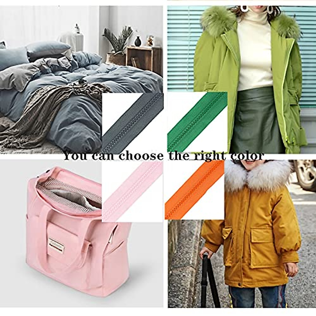 Zippers Colorful Resin Zippers #5 Plastic Zippers with Lifting Ring Pull Separating Zippers for Clothes DIY Handbags Sewing Craft Bags Mixed 14 Colors Resin Zippers (50cm/20inch)