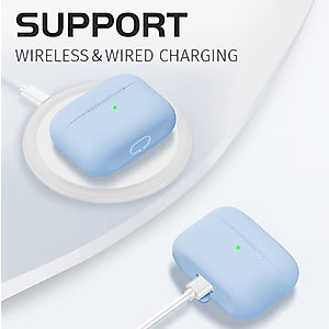 Tandoler AirPods Pro Case Cover with Keychain, Full Protective Silicone Skin Accessories for Women Men Girl with Apple AirPods Pro Case,Front LED Visible-Denim Blue