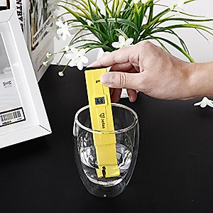 Jellas Pocket Size pH Meter Digital Water Quality Tester for Household Drinking Water, Swimming Pools, Aquariums, Hydroponics, pH Measurement for 0-14.0 pH, ± 0.1 Accuracy, 0.1 Resolution.(Yellow)