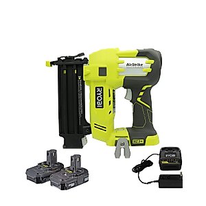 RYOBI (RENEWED) P320 Airstrike 18 Volt One+ Lithium Ion Cordless Brad Nailer WITH NEW BATTERIES AND CHAGER