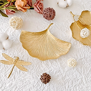 Pasiir Small Leaf Shaped Trinket Dish, Decorative Gold Jewelry Dish Tray, Ring Hodler Dish Jewelry Organizer