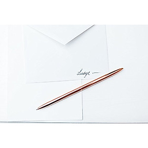 Rose Gold Pens with Black Ink | Luxury Ballpoint Gold Pen Set of 6 in Glossy White Gift Box | Gold Office Supplies for Women Men - Slim Nice Pens for Writing (Rose Gold/Black Ink)