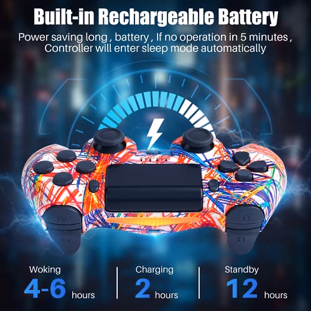 Winshall Wireless Controller Compatible with PS4/Pro/Slim/PC with High Performance Double Shock and Touch Pad/6-Axis Motion Sensor/Audio Function