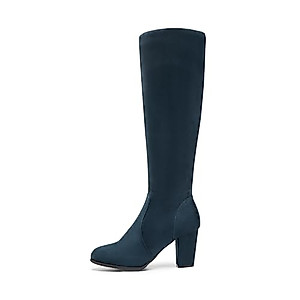 DREAM PAIRS Women's Chunky Heel Knee High and Up Boots,Size 10,DARK/BLUE,MIDLEG