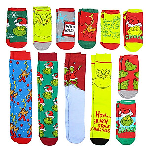 Bioworld The Grinch Merry Grinchmas 12 Grinchy Days Of Socks Mix and Match Gift Box Set