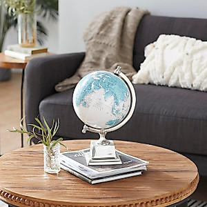 Deco 79 Aluminum Metal Educational/Geographic Earth Globe Decorative World Globe, Desk Globe 8" x 8" x 13", Blue
