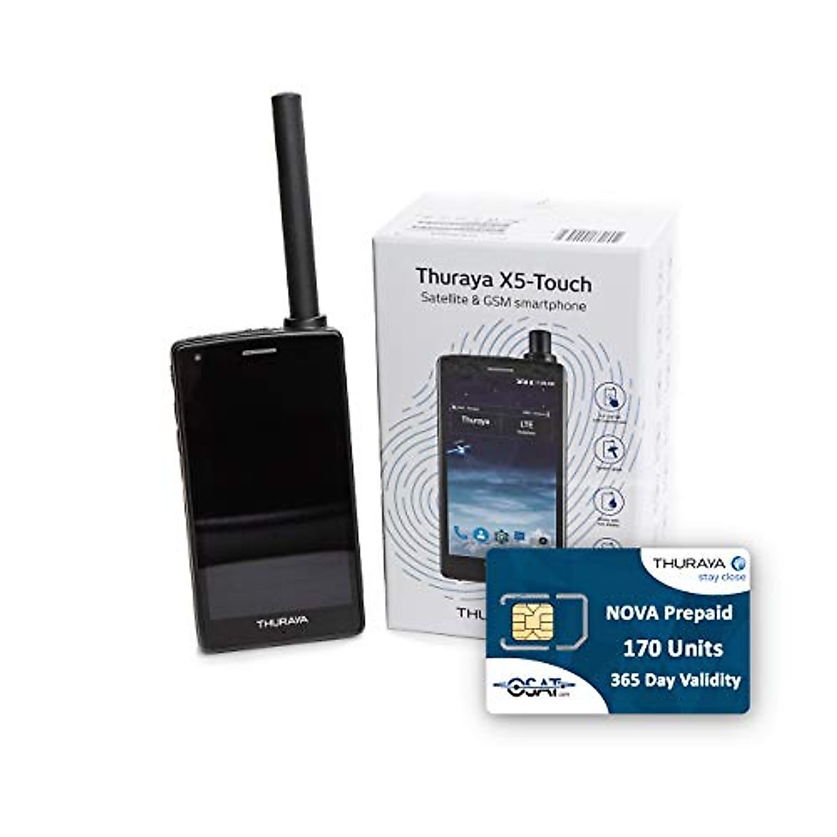 OSAT Thuraya X5 Touch Satellite Phone & NOVA SIM with 170 Units (200 Minutes) with 365 Day Validity