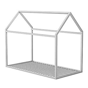 Little Seeds Rowan Valley Skyler Kids Metal House, Twin Size Frame, Dove Gray Bed (DA4037419LS)