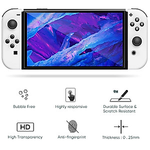 16 in 1 Accessories Bundle Compatible with Nintendo Switch OLED - Carrying Bag with Card Slots, Tempered Glass Screen Protector, PC Protective Case Cover, Kickstand & Thumb Grip Caps for OLED, White