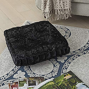 Mina Victory Life Styles Booster Seat Cushion Black 24" X 24" X 4" Throw Pillow