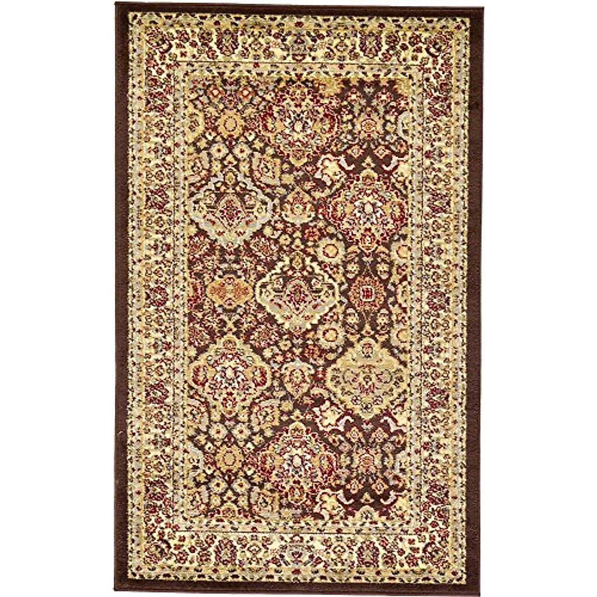 Unique Loom Voyage Collection Traditional Oriental Classic Intricate Design Area Rug, 3' 3" x 5' 3" Rectangle, Brown/Cream