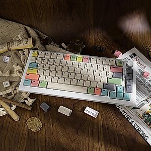 JOLINTAL 134 Keys Canvas Retro Beige Keycaps, PBT Custom Keycaps, Dye Sublimation Cherry MX XDA Profile Keycaps for Mechanical Keyboard