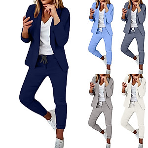 Pants Suits for Women Dressy Business Casual Outfits Blazer Sets Pant Suits 2 Piece Set Work Outfits Office Clothing