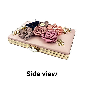 Shiiriin Women's 3D Floral Clutch Purse Handbag | Handmade with Pearls | Perfect for Bridal, Wedding, Daytime and Evening Parties | Elegant Design