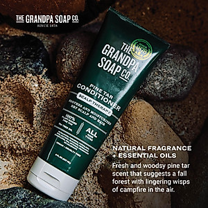 The Grandpa Soap Company Pine Tar Conditioner - Sooths and Moisturizes Dry Scalp, With Pine Tar and Tea Tree Oil, All Hair Types, Vegan, Sulfates and Parabens Free, 8 Fl Oz