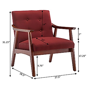 Convenience Concepts Take a Seat Natalie Accent Chair, 28.5" L x 27.5" W x 31" H, Garnet Red Fabric/Espresso
