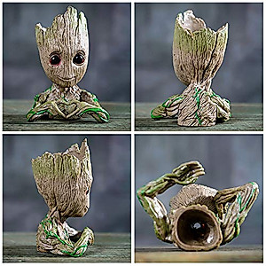 Baby Groot Flowerpot Tree Man Planter Flower Pot with Drainage Hole Pencil Pen Holder,Diligencer Office Party Ornament Christmas Birthday Gift Planter 6