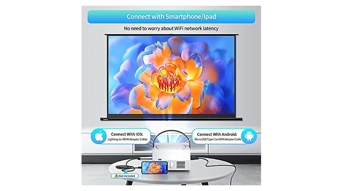 FELEMAN Mini Projector with Built-in DVD & 1080P HD - Portable Home Theater
