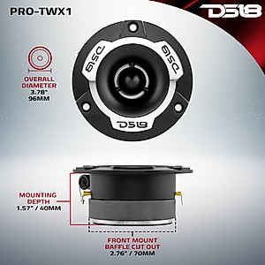 DS18 PRO-TWX1 Super Tweeter in Silver - 1", Aluminum Frame and Diaphragm, 240W Max, 4 Ohms, Built in Crossover - PRO Tweeters are The Best in The Pro Audio and Voceteo Market (Pair) - Silver