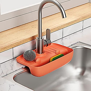 Faucet Spl𝚊sh-Proof Draining Rack, Kitchen Sink Water Collection Pad Non-Slip Countertop Pad, Non-slip Table Mat Kitchen Rag Sponge Wipe Drainage Storage Rack