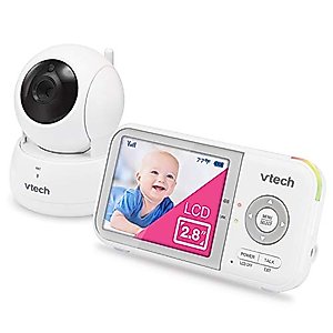 VTech VM923 Baby Monitor, 2.8” Screen, Pan-Tilt-Zoom, 1000ft Long Range, Night Vision, 2-Way Audio, Temperature Sensor, Lullabies, Secure Transmission No WiFi