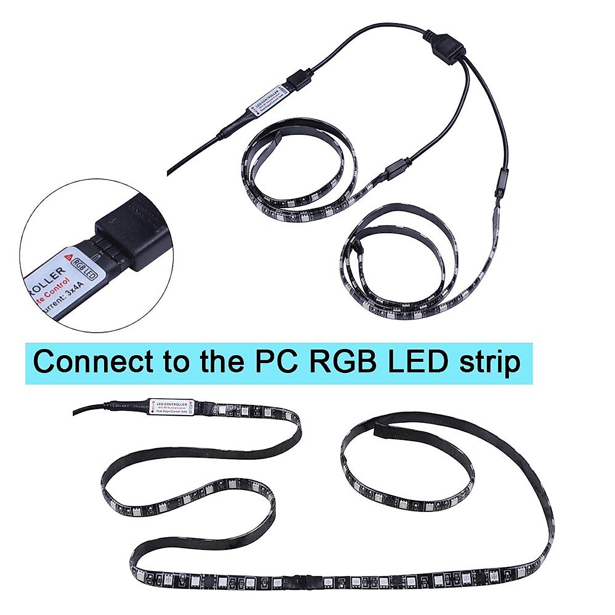 DS RGB Case Fans Controller Kit with 17Key Remote, Connect to DS RGB RAM Heatsink and DS PC RGB LED Strip (SATA Power Cable, O Series)