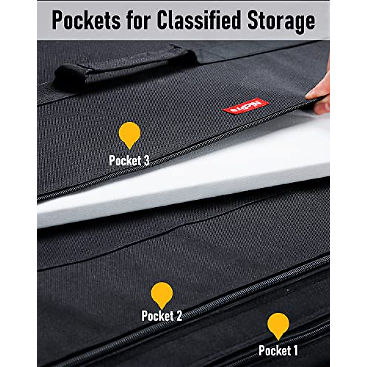 Nicpro Light Weight Art Portfolio Bag, 32 x 42 Extra Large Art Portfolio Case with Detachable Shoulder Strap, Leather Corners, Carrying Storage Case for Artwork, Canvas, Poster, Sketching, and Drawing