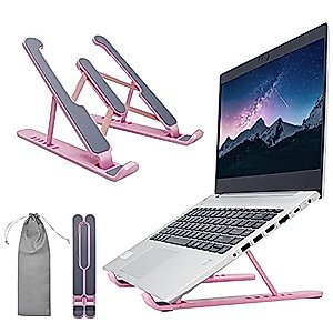 CYX Laptop Notebook Stand Holder Ventilated Adjustable Portable for Laptop Stand for Desk Compatible with MacBook Air Pro Dell Lenovo HP All Laptops 9"-15.6"(Pink)